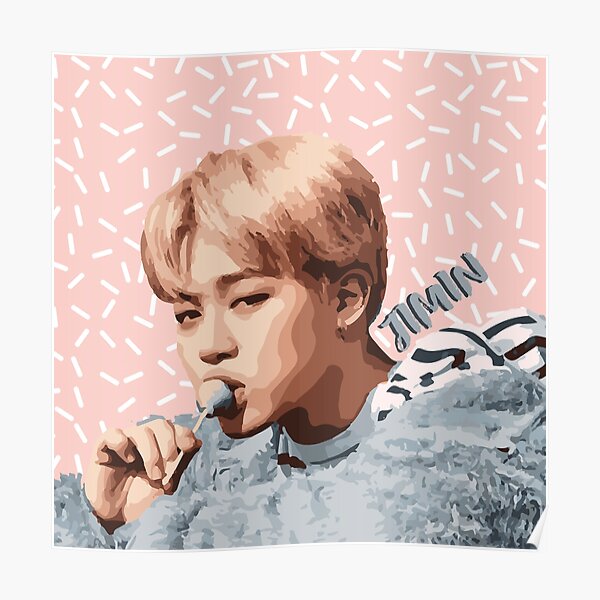 "Jimin BTS pink lollipop" Poster by missemmanicholl | Redbubble