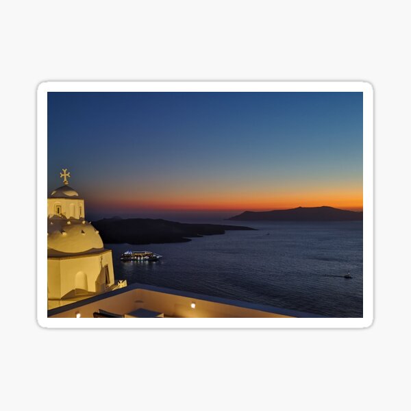 "Santorini Church, Blue Hour" Sticker for Sale by MH65Designs | Redbubble