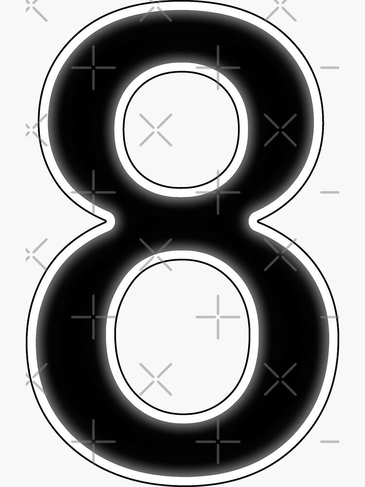 "Number 8, eight, eighth, digit" Sticker for Sale by SAFFORTshield ...
