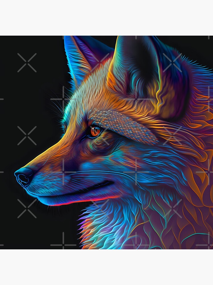 Ai Generated Art - Phantasmal Iridescent fox Premium Matte Vertical ...