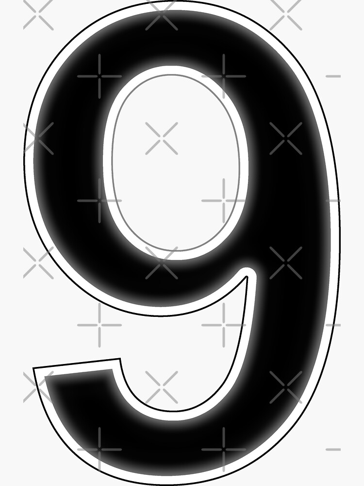 "Number 9, nine, ninth, digit" Sticker for Sale by SAFFORTshield ...