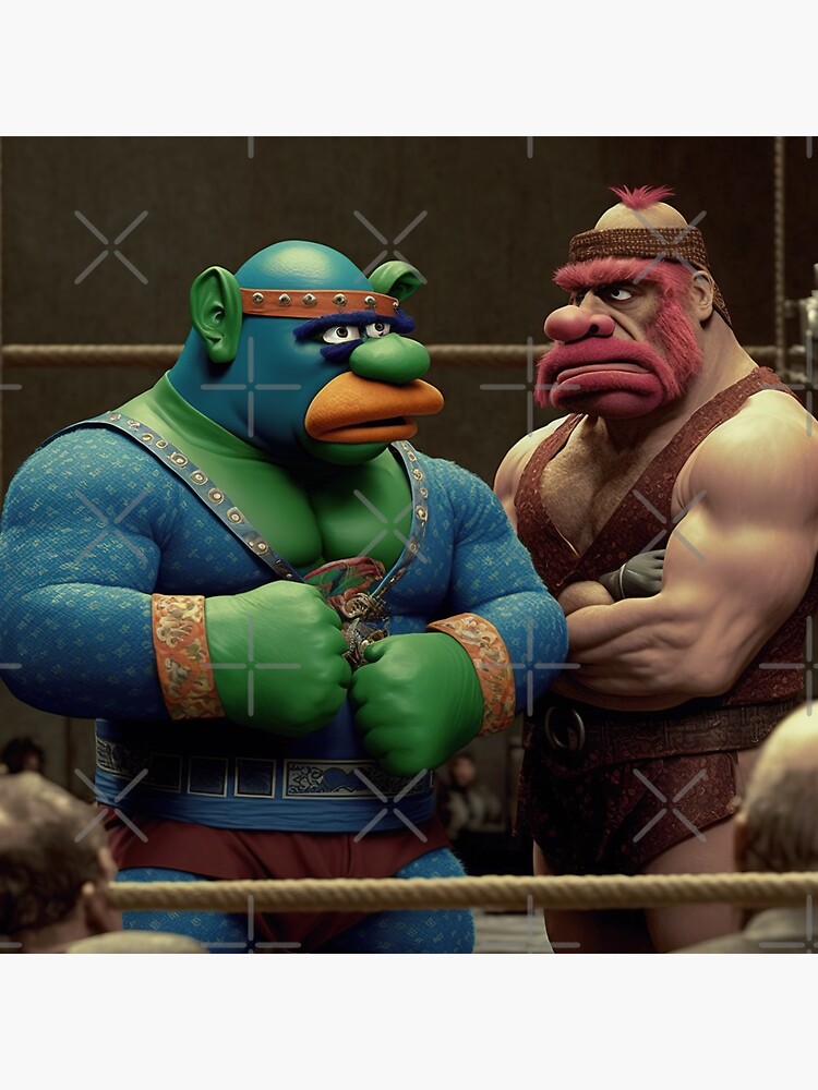 Pegatina «Luchador de dibujos animados surrealistas Muppets Lucha Libre ...