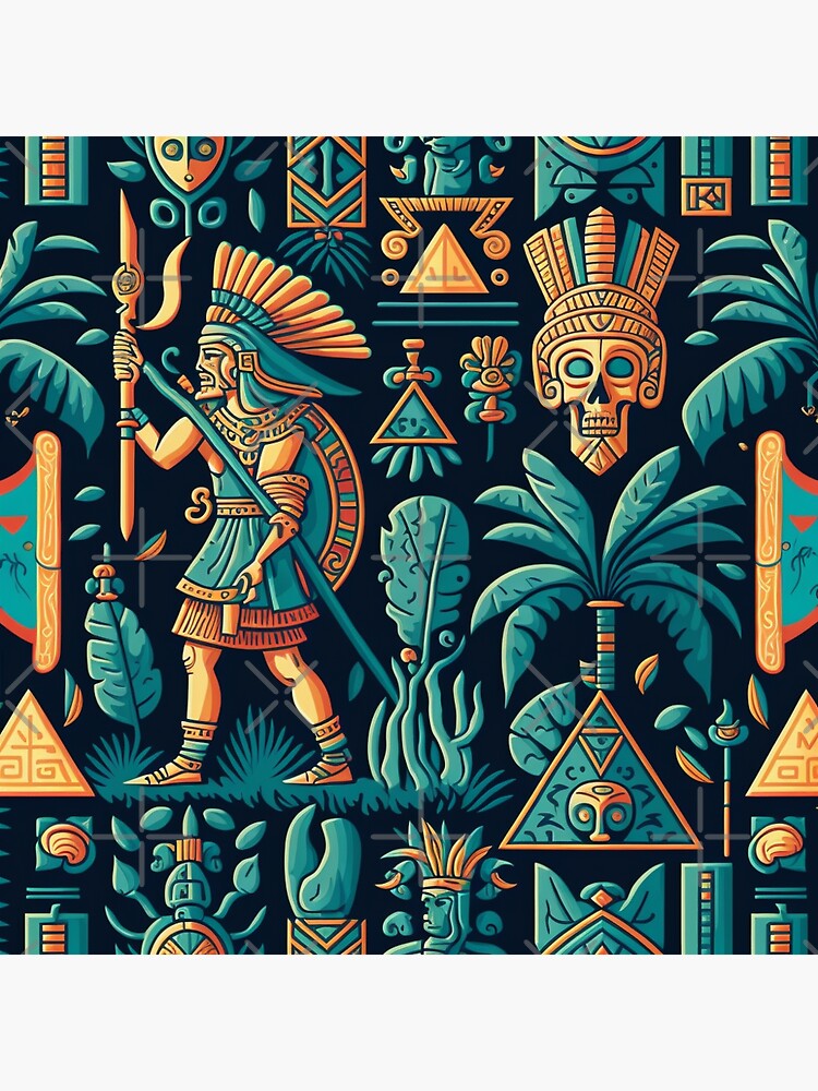 "Ancient Mayan Repeating Pattern Incan Streetwear PART II" Sticker for ...
