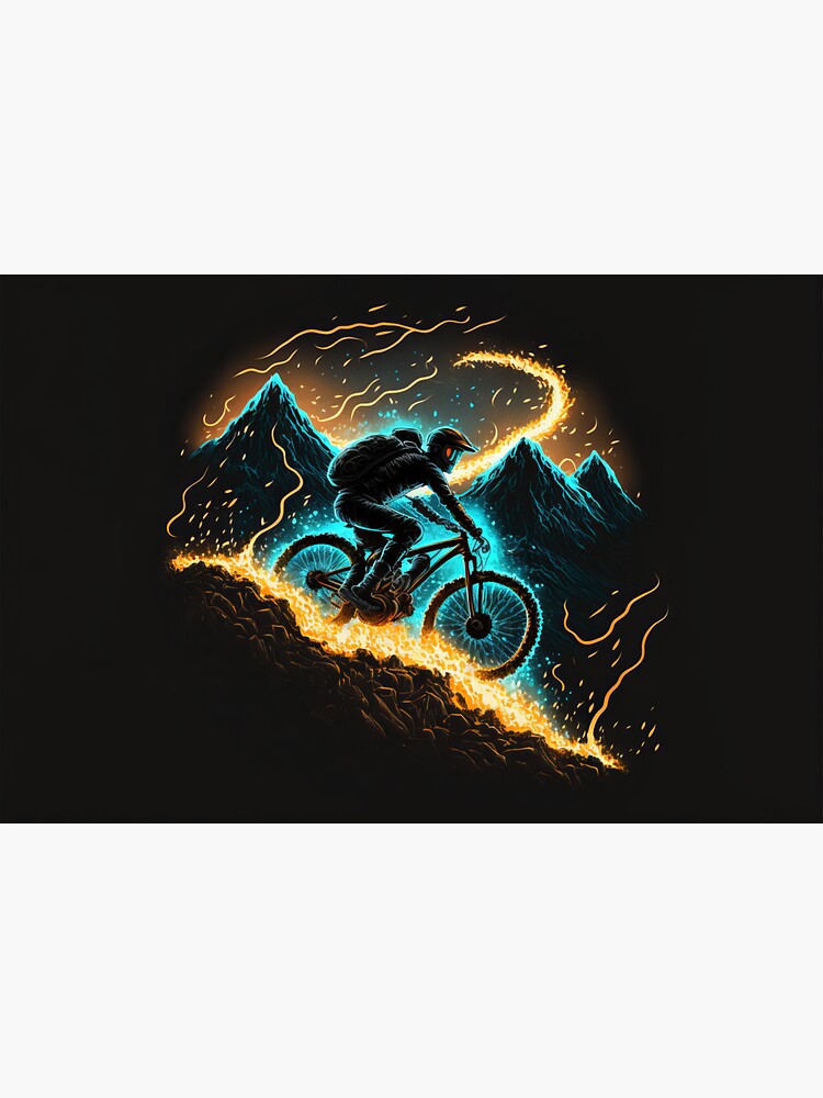 "MTB Blue Glowing Mountain Bike at National Park Downhill" Sticker for Sale by MotivStyle ...