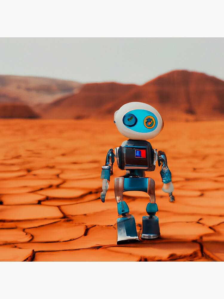 "Hippie Robot On Mars Surface Looking For Other Mars Rovers From Nasa ...