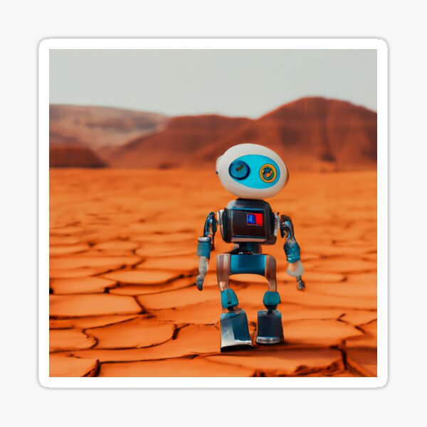 "Hippie Robot On Mars Surface Looking For Other Mars Rovers From Nasa ...