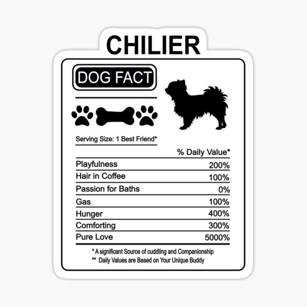 "Chilier Dog Nutritional Facts,Chilier Owner Birthday" Sticker for Sale ...