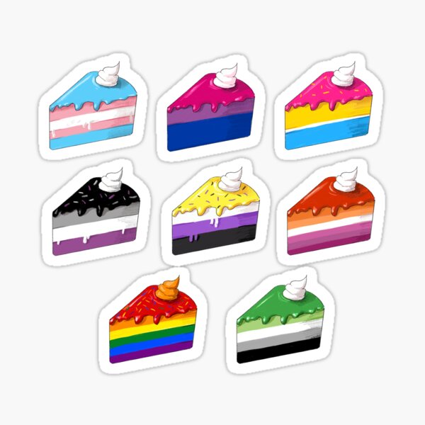 "pride cake sticker pack" Sticker for Sale by Raccoondoodles | Redbubble