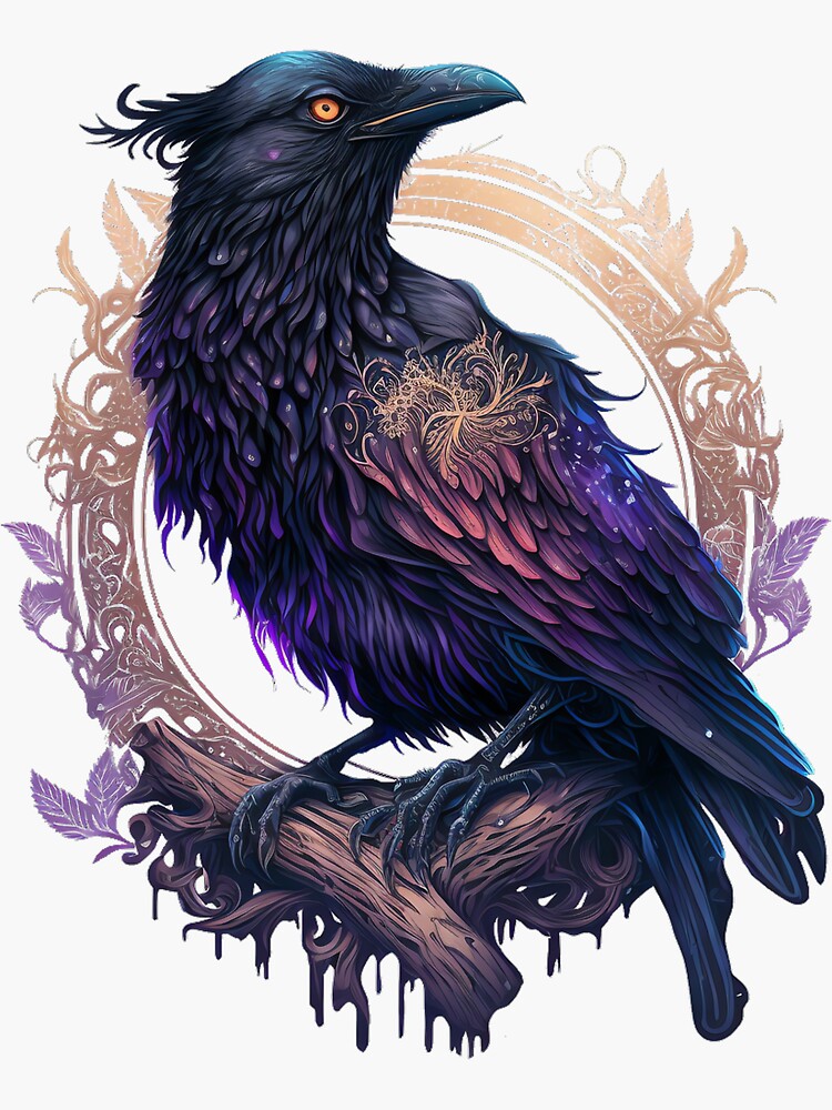 "Highly Detailed Vivid Magical Raven - Blackbird - Crow" Sticker for ...