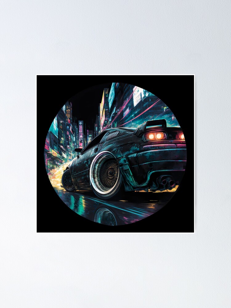 "JDM Japanese Car Tokyo Midnight Cyberpunk Night Scene " Poster for ...