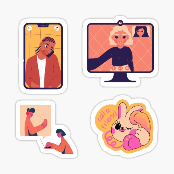 "Call a Friend art pack" Sticker for Sale by CinderPress | Redbubble