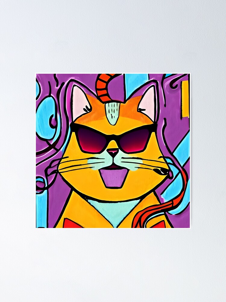 "90s Cat" Poster for Sale by Drewz87 | Redbubble