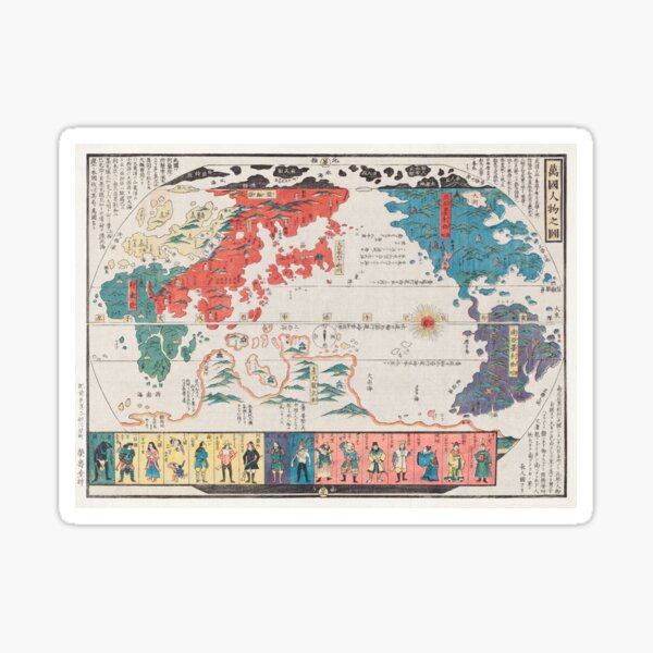 "World Map (1825)" Sticker for Sale by Fiskidal | Redbubble