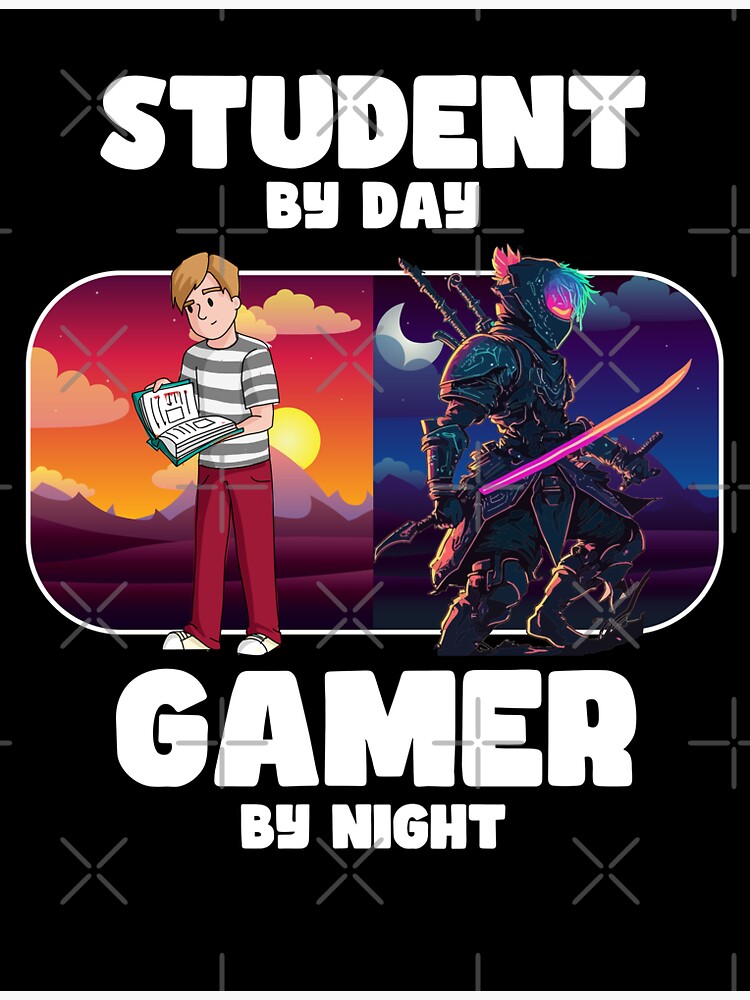 "Student By Day Gamer By Night" Sticker for Sale by MrJArts | Redbubble
