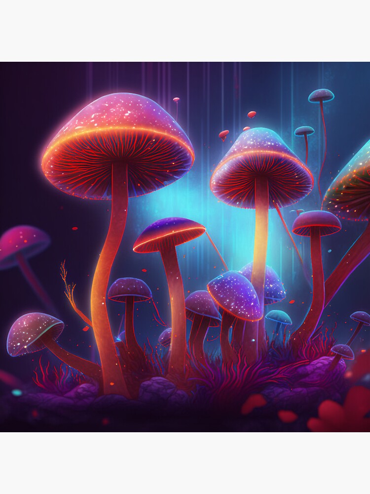 "Colorful magic mushrooms art." Sticker for Sale by Maniock | Redbubble