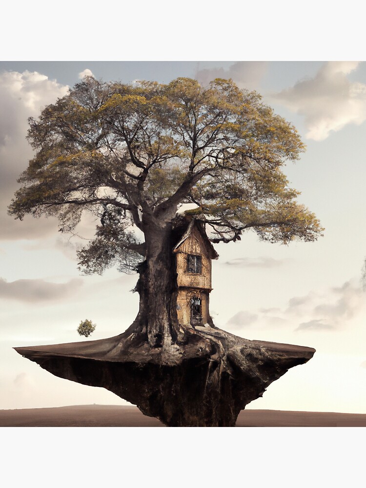 "Surreal Tree House Landscape" Sticker for Sale by CyberSketches ...