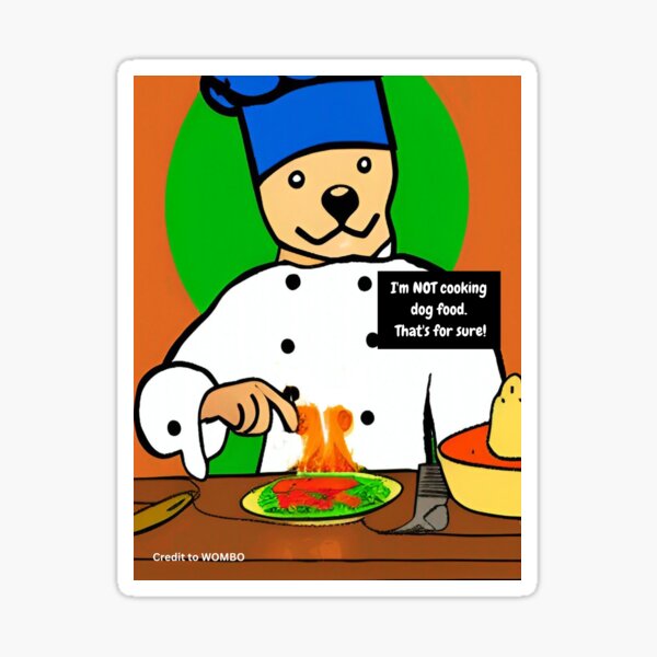 "Funny dog chef preparing a meal, wall art. Cartoon dog wall decor as ...