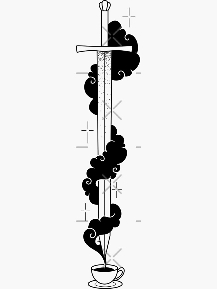 "Addicted to coffee sword" Sticker for Sale by FineHades | Redbubble