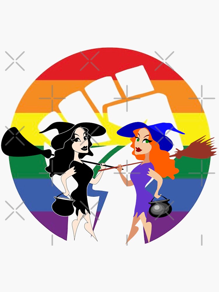 "Pride Witch Couple" Sticker for Sale by ArtByKevG | Redbubble