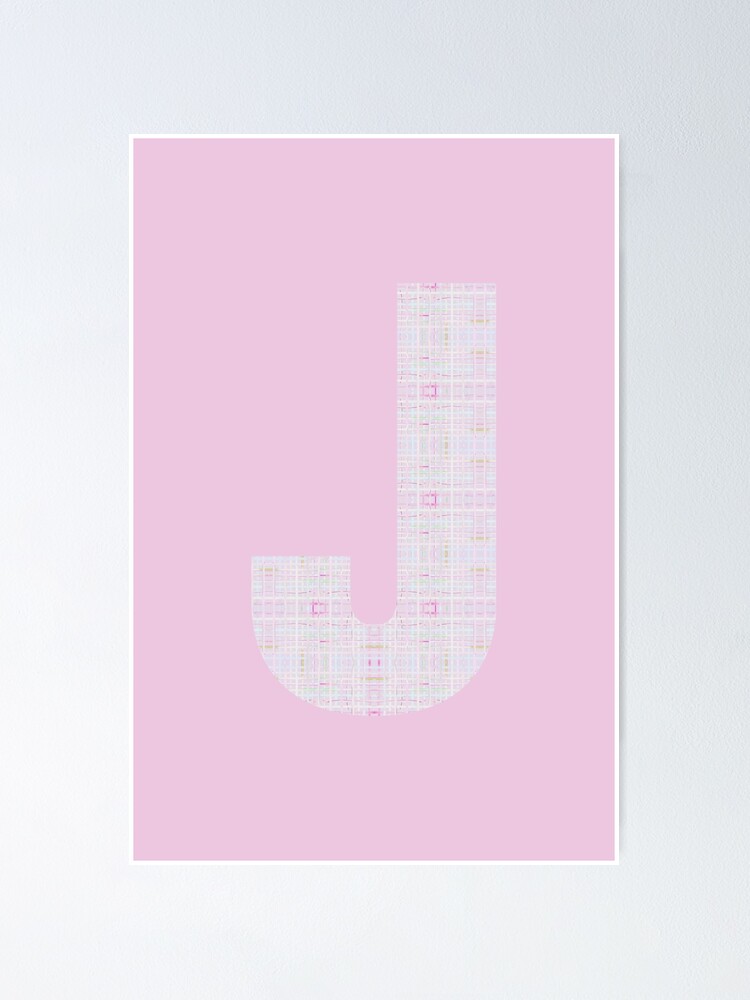 Póster «Letra J rosa con hermosas rayas de colores pastel como verde y ...