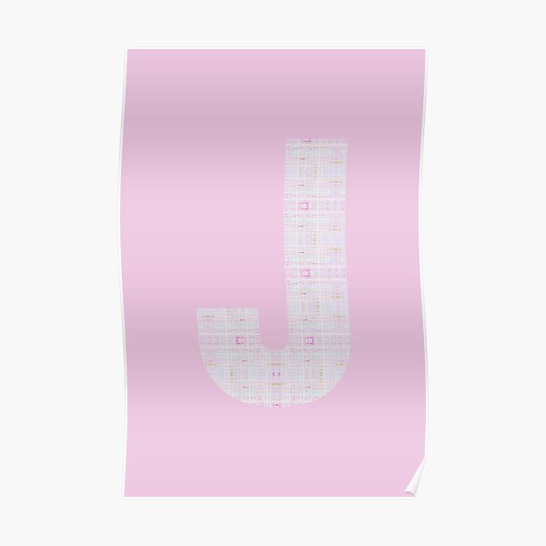 Póster «Letra J rosa con hermosas rayas de colores pastel como verde y ...
