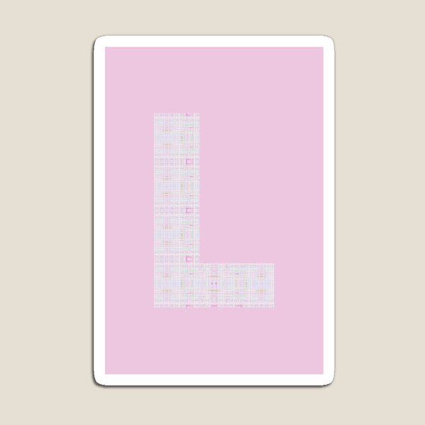 Imán «Copia de la letra L rosa con hermosas rayas de colores pastel ...