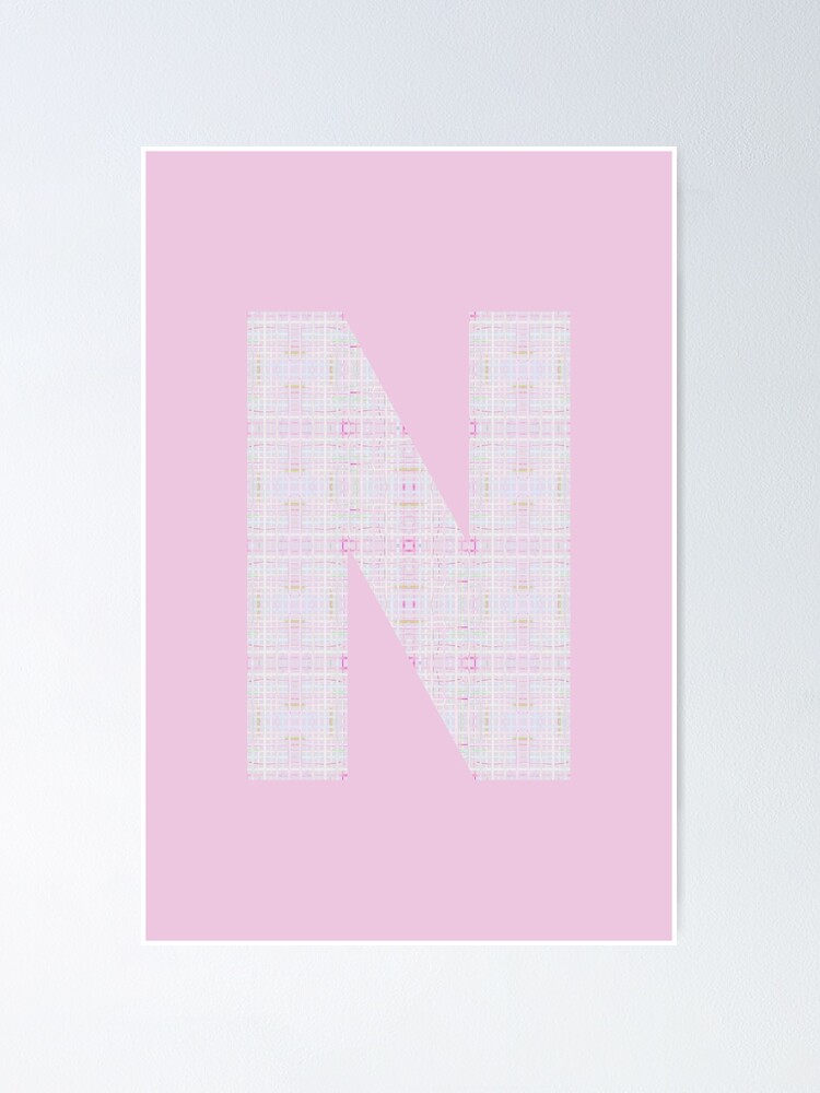 "Pink letter N with beautiful stripes of pastel colors like green and ...