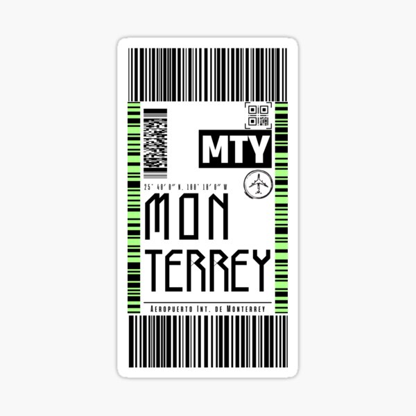 "MONTERREY Mexico Boarding pass luggage stickers" Sticker for Sale by ...
