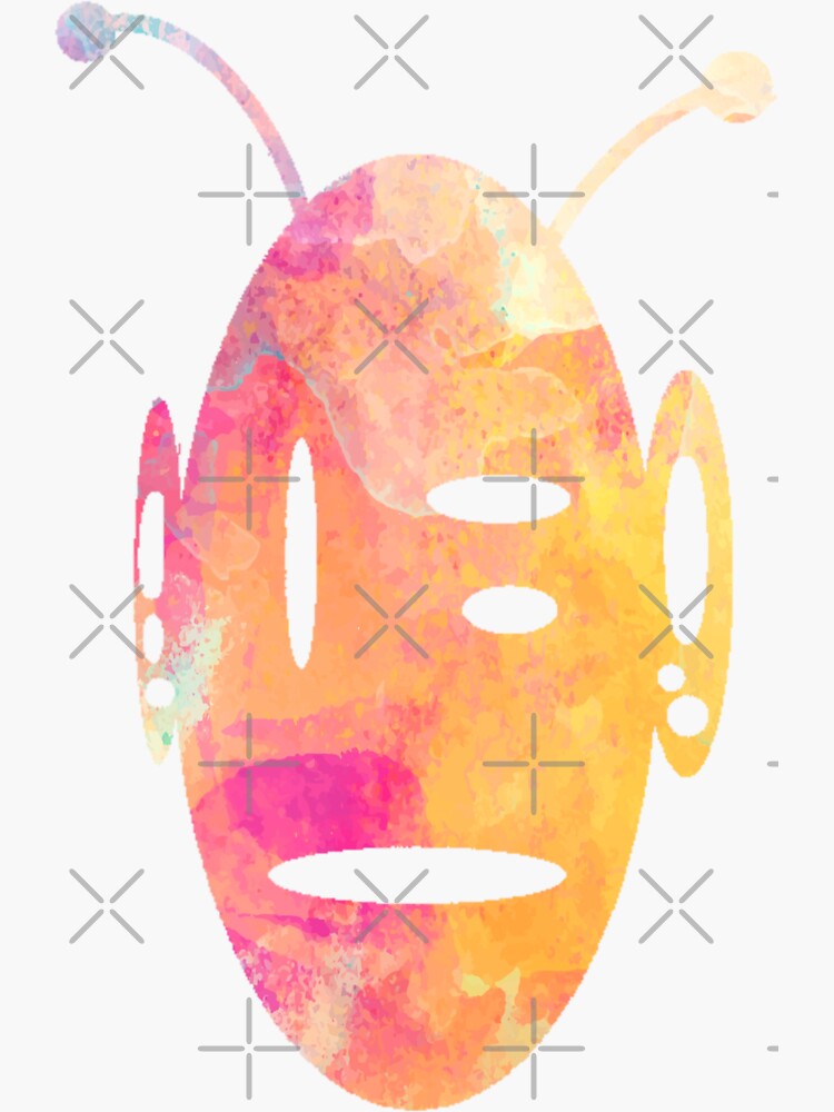 Pegatina «Tres ojos Alien silueta multicolor vintage dibujos animados ...