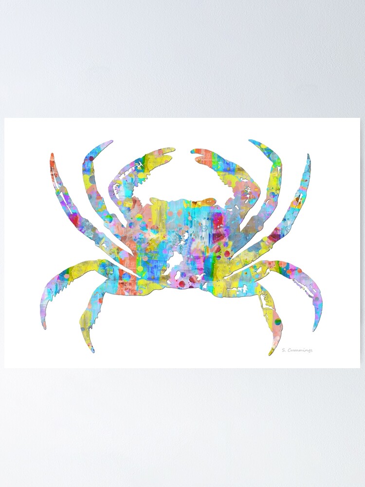 "Fresh Color Crab Art Coastal Beach Artwork" Poster for Sale by ...