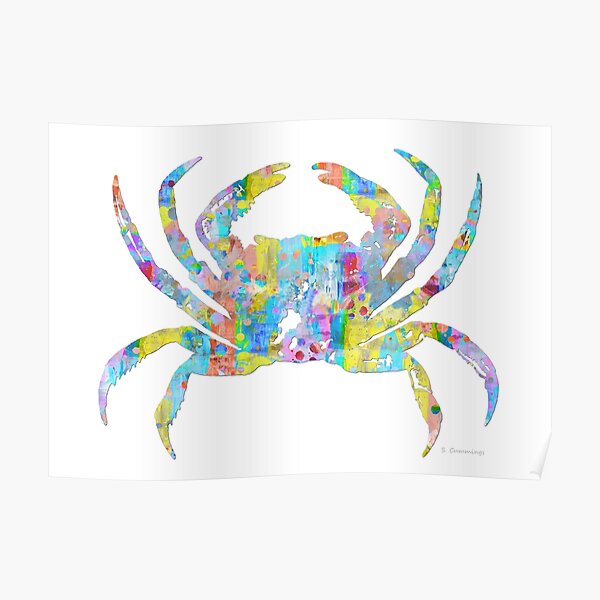 "Fresh Color Crab Art Coastal Beach Artwork" Poster for Sale by ...