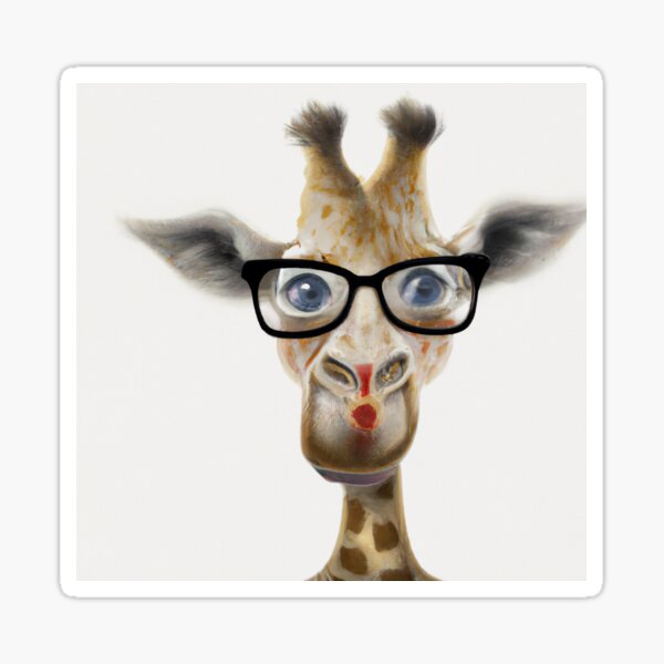 "Giraffe with glasses and funny face" Sticker for Sale by YayStudio ...