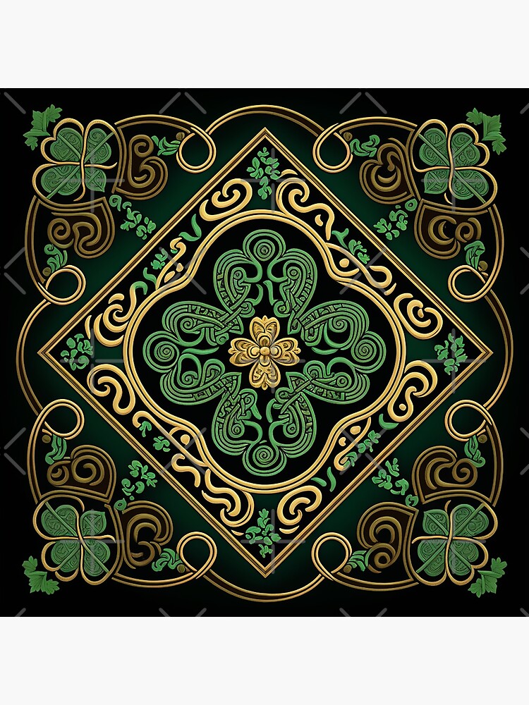 "Golden Irish Pattern Shamrock" Sticker for Sale by Myriam-Iart | Redbubble