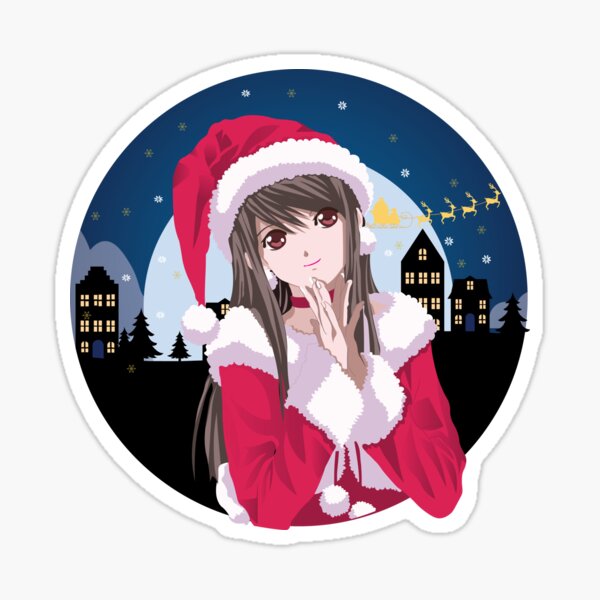 "anime girl santa christmas" Sticker for Sale by acmastock | Redbubble