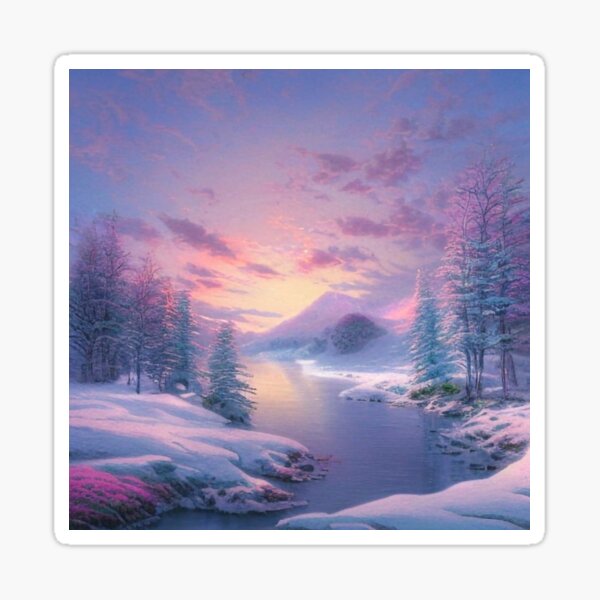 "Ethereal Landscape Winter 43 " Sticker for Sale by OneiroArt | Redbubble