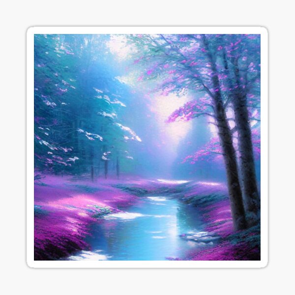 "Ethereal Landscape Creek 30 " Sticker for Sale by OneiroArt | Redbubble