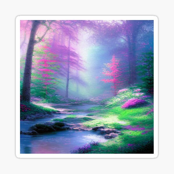 "Ethereal Landscape Creek 27" Sticker for Sale by OneiroArt | Redbubble