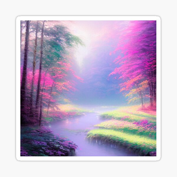 "Ethereal Landscape Creek 22 " Sticker for Sale by OneiroArt | Redbubble