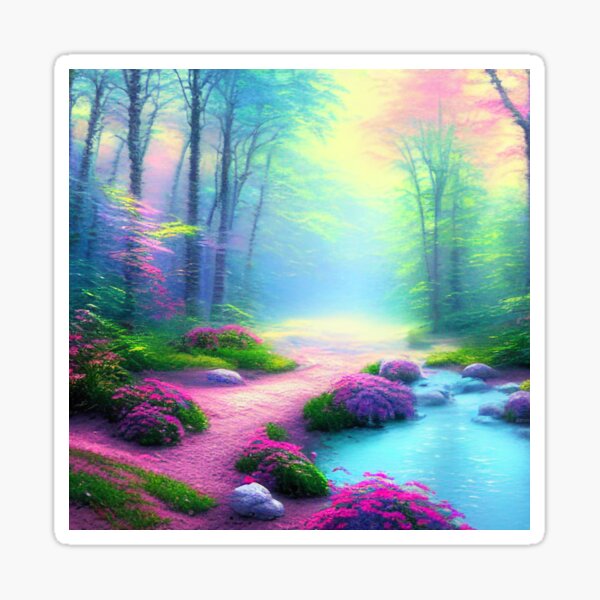 "Ethereal Landscape Creek 21 " Sticker for Sale by OneiroArt | Redbubble
