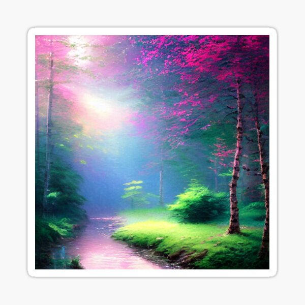 "Ethereal Landscape Creek 12 " Sticker for Sale by OneiroArt | Redbubble