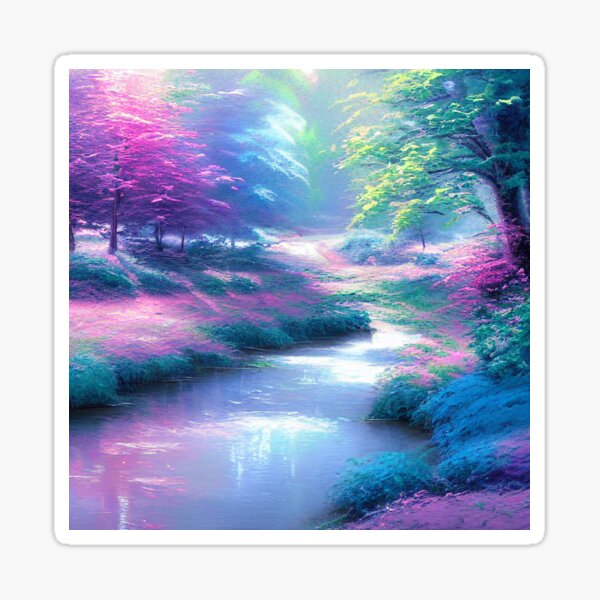 "Ethereal Landscape Creek 02 " Sticker for Sale by OneiroArt | Redbubble