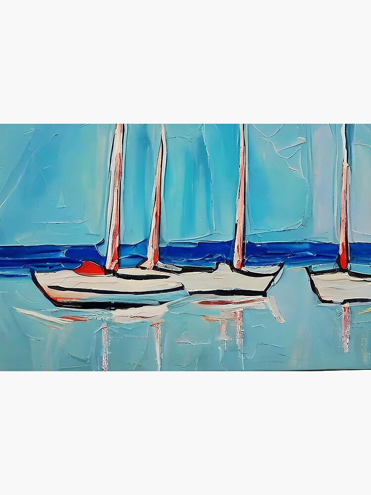 "Modern Original Sailboats & Harbor Landscape art, Large sailboat ...