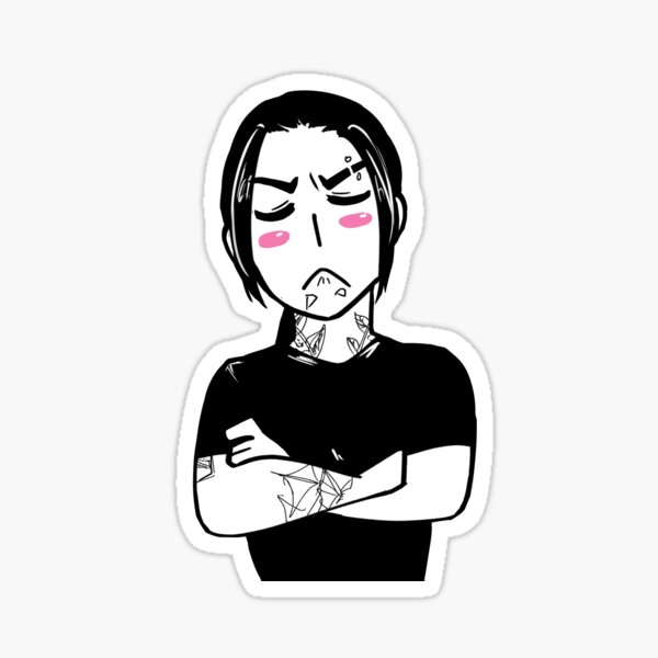 "Sad Anime boy blushing " Sticker for Sale by byluccian | Redbubble