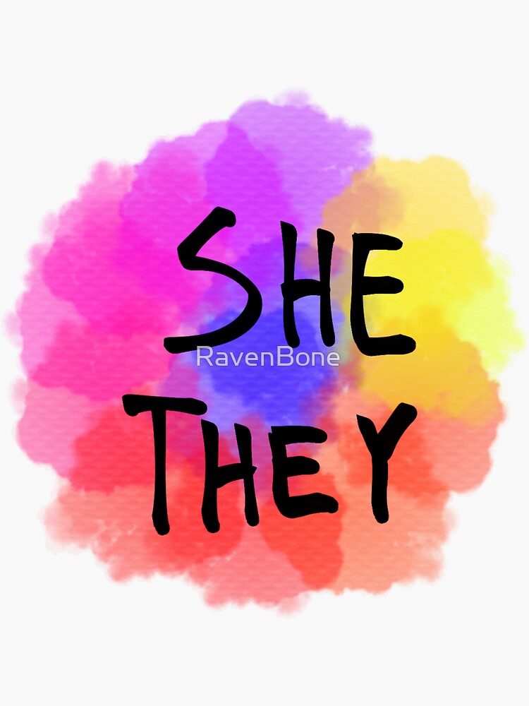 "She/They Pronouns" Sticker for Sale by RavenBone | Redbubble