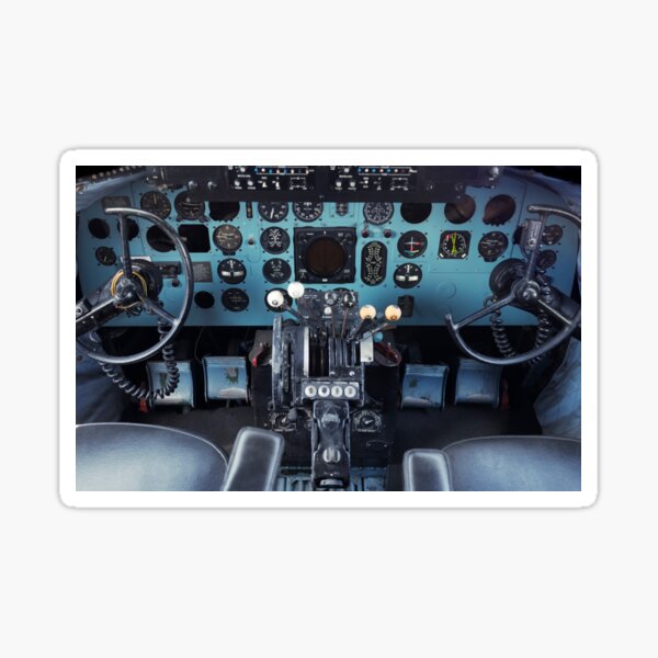 "Retro DC3 Airplane Cockpit" Sticker for Sale by acutechicken | Redbubble