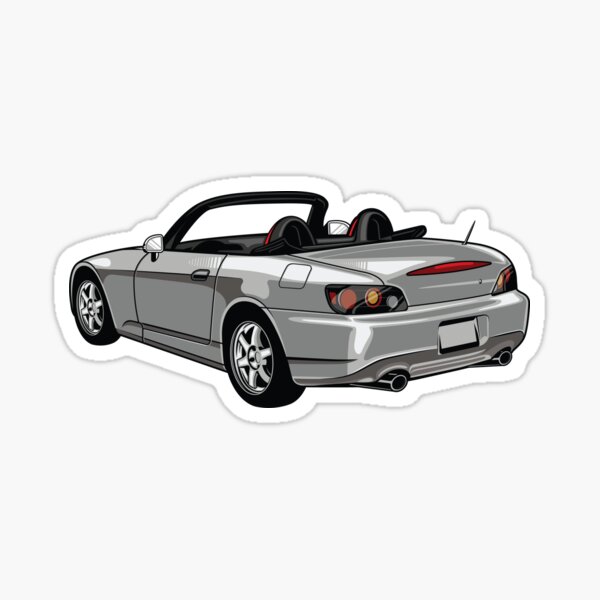 "S2000 Cartoon Style Design, Silver on Light" Sticker for Sale by ...