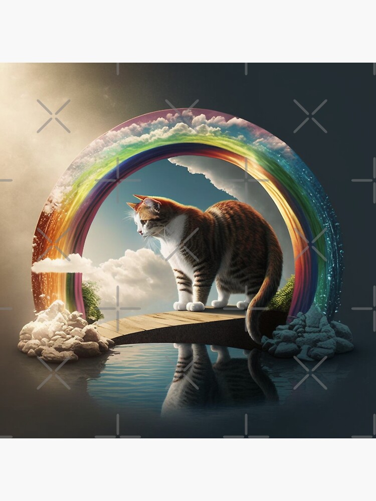 "Cat crossing the rainbow bridge" Sticker for Sale by TDCards | Redbubble