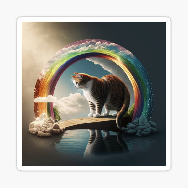 "Cat crossing the rainbow bridge" Sticker for Sale by TDCards | Redbubble