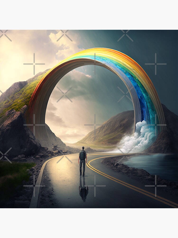 "Person crossing the rainbow bridge" Sticker for Sale by TDCards ...
