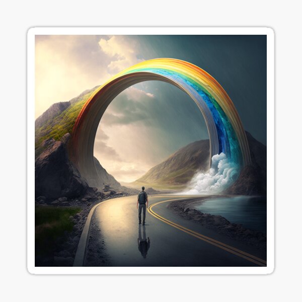 "Person crossing the rainbow bridge" Sticker for Sale by TDCards ...